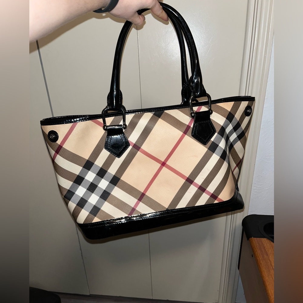 Authentic Burberry Patent Trim Nova Check Coated Canv… - Gem